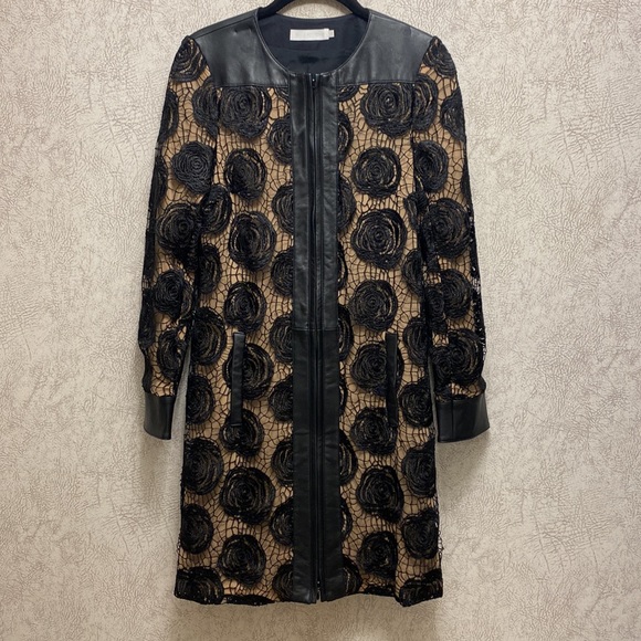 Anne Fontaine | Jackets & Coats | Anne Fontaine Leather Lace Jacket ...